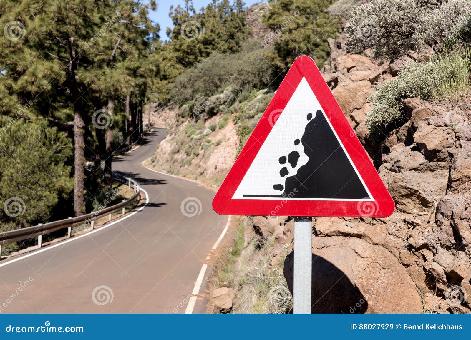 Road sign falling stones stock image. Image of danger - 88027929
