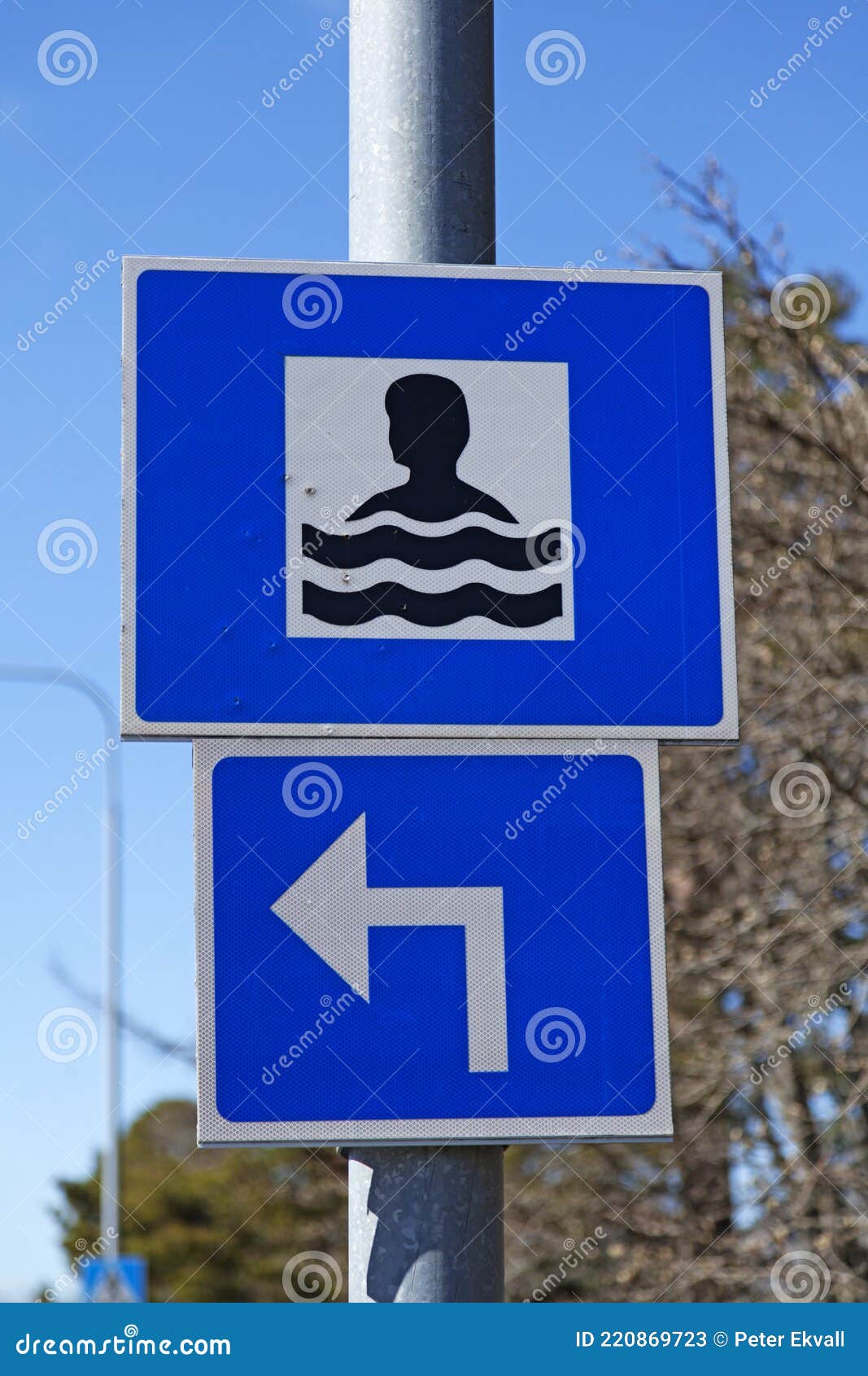 Road Sign for Finding a Bathing Place Stock Image - Image of recreation ...