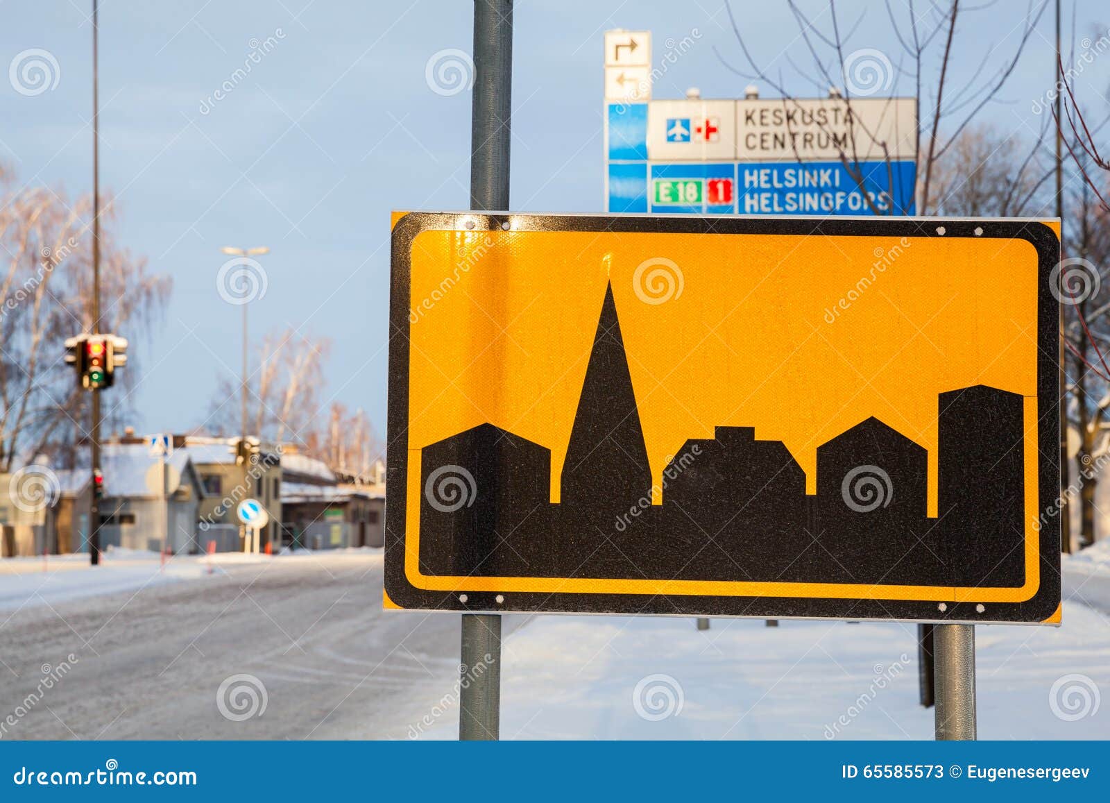 Road Sign 571 in Finland. Built-up Area Border Stock Image - Image of ...