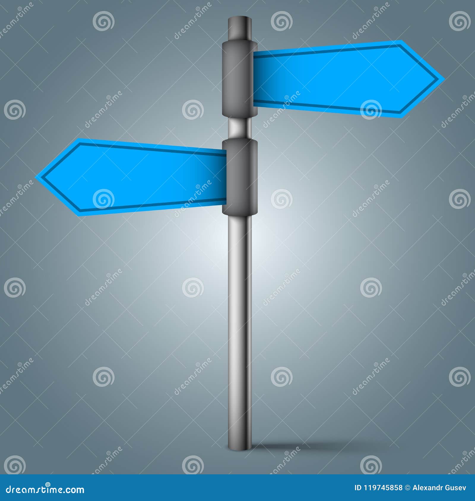 Road Sign - Four Blue Arrows. Stock Vector - Illustration of post ...