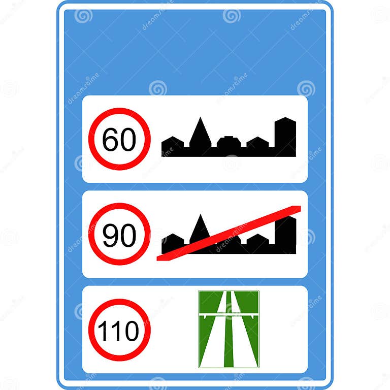 General Maximum Speed Limits. General Speed Limits. Road Sign. Stock ...