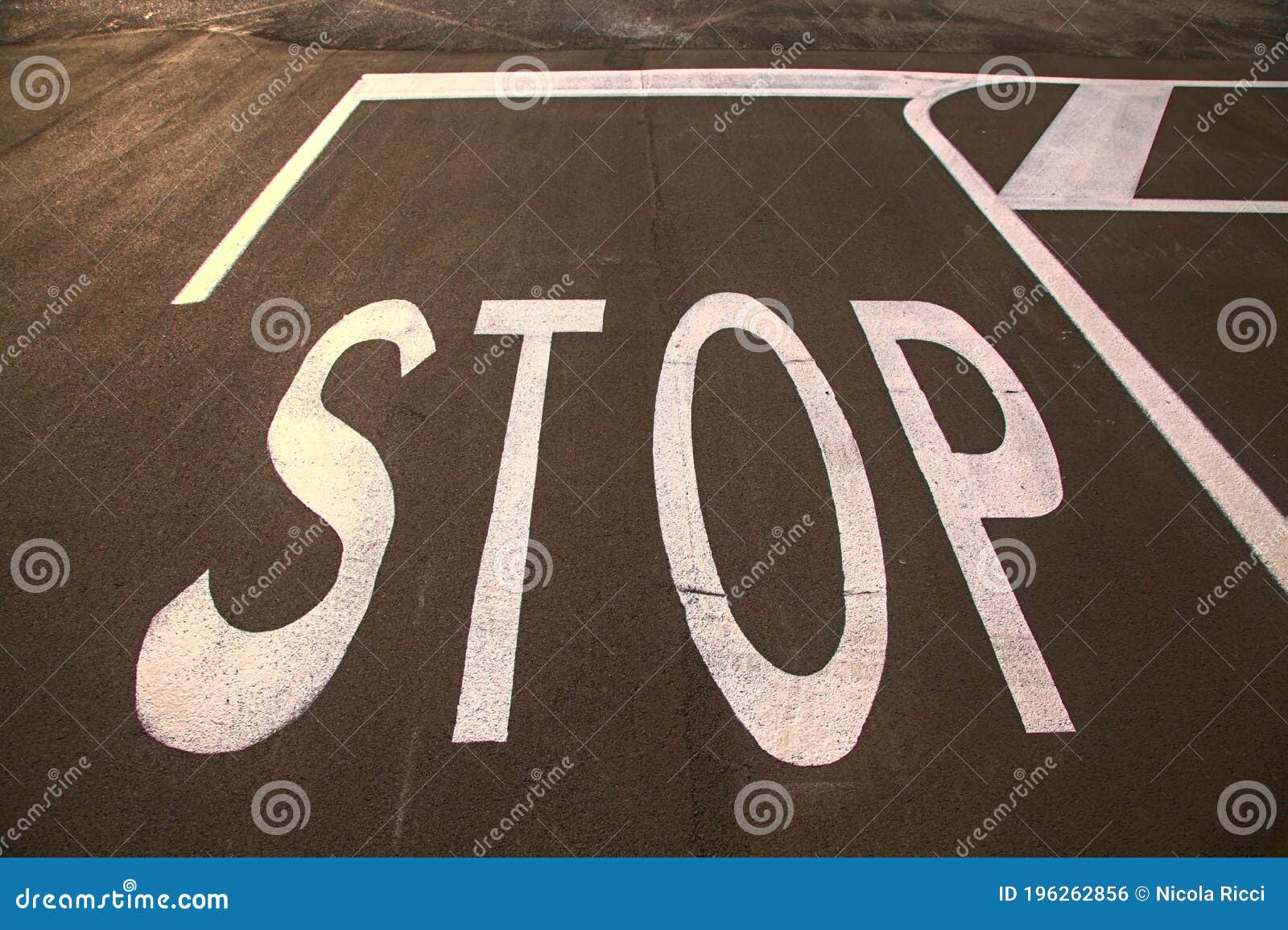 Road sign on the ground stock photo. Image of caution - 196262856