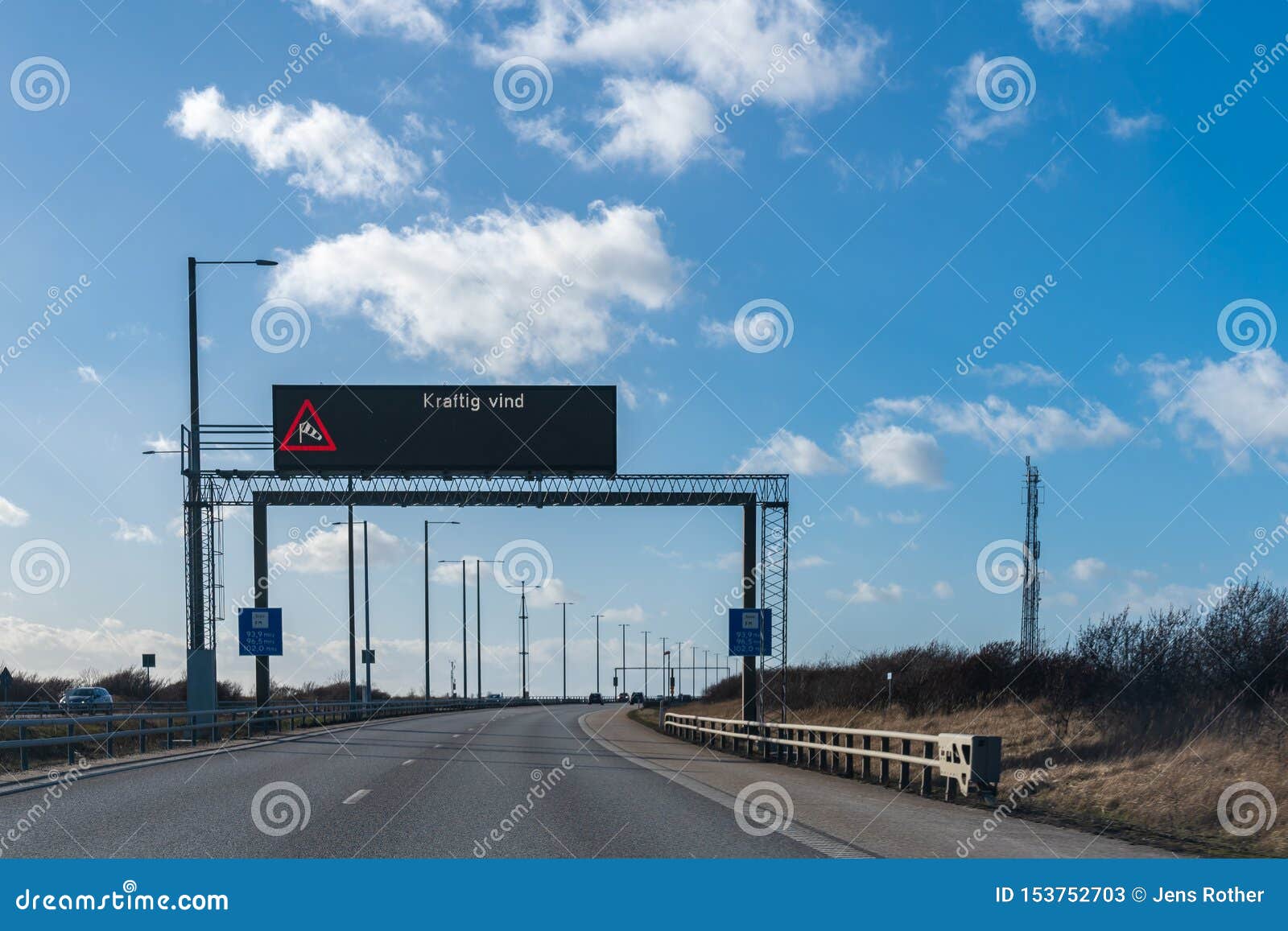 A Road Sign on a Highway Indicating Strong Wind Stock Image - Image of ...