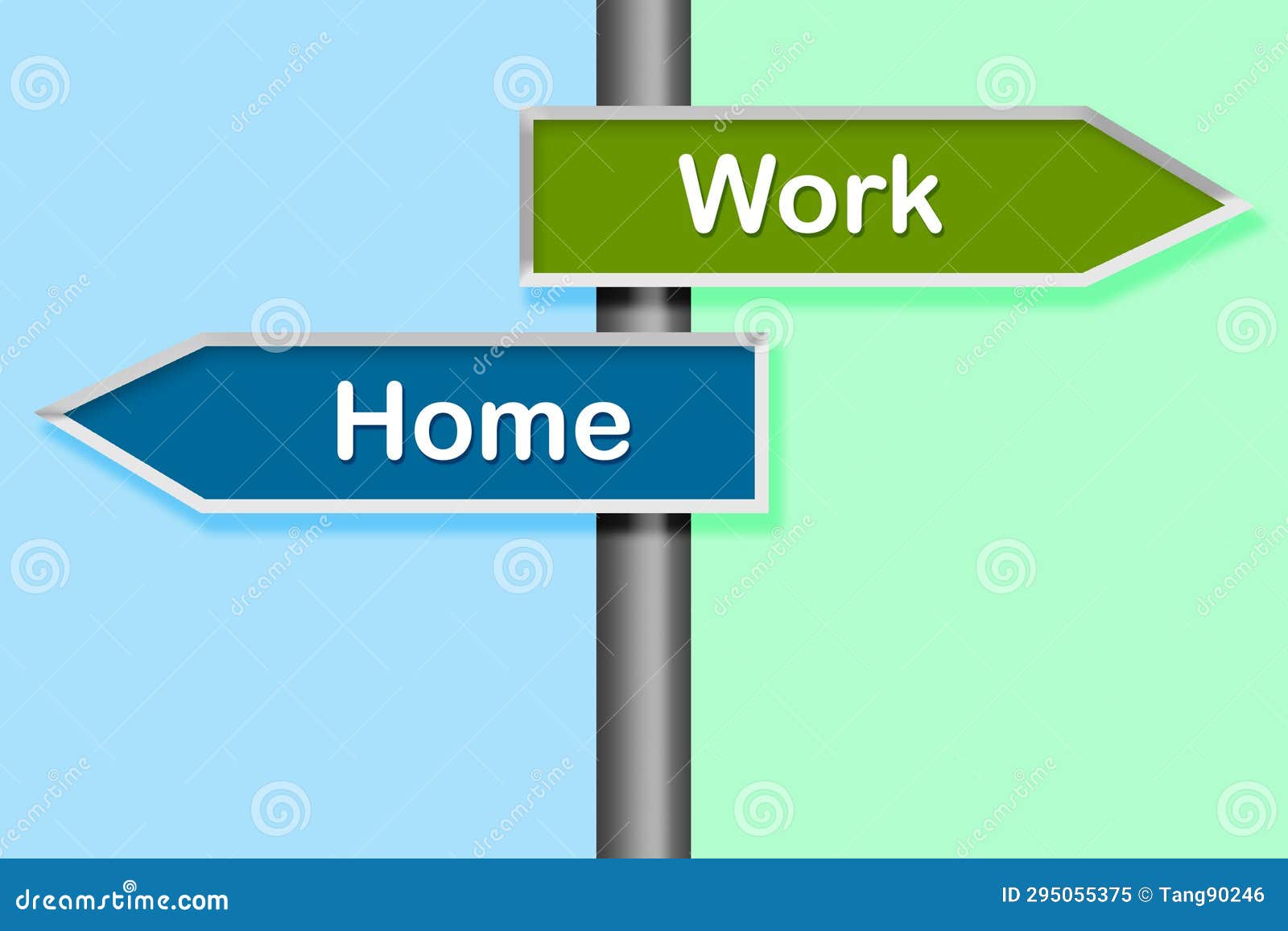 Road Sign with Home and Work Word Stock Illustration - Illustration of ...