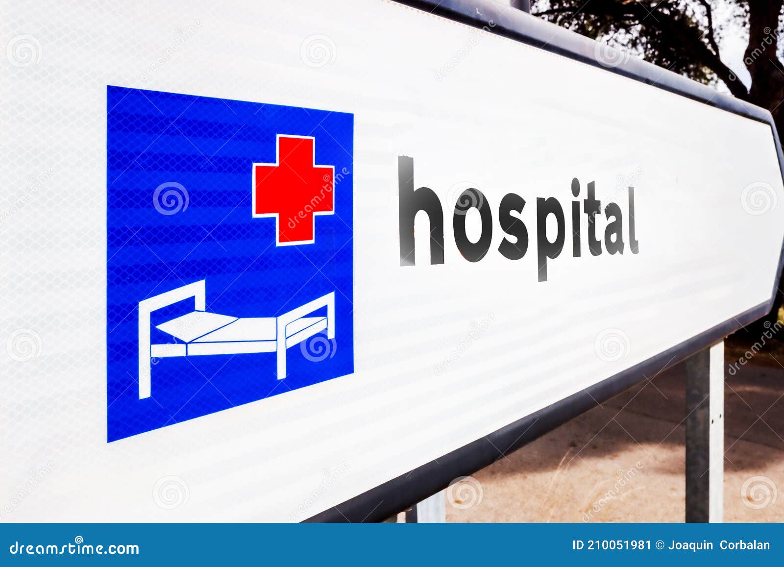 Road Sign Indicating the Direction of a Hospital Stock Image - Image of ...
