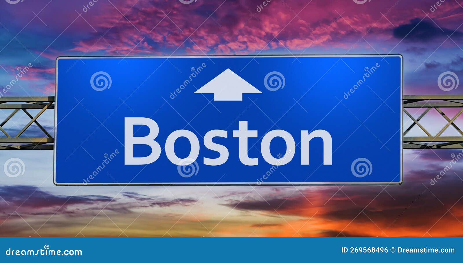Road Sign Indicating Direction To the City of Boston Stock Photo ...