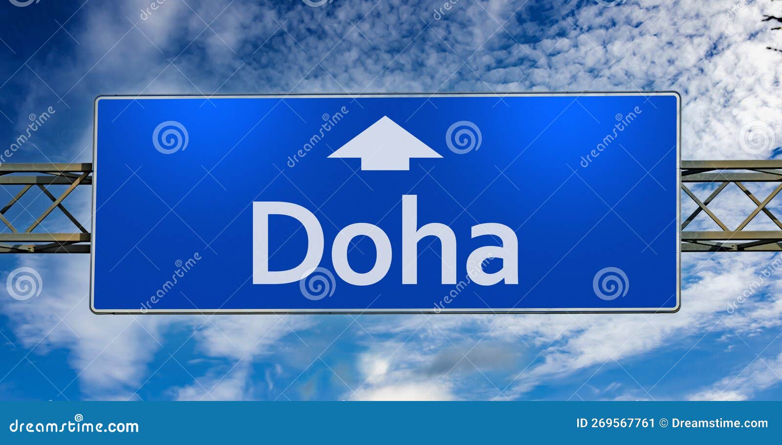 Road Sign Indicating Direction To the City of Doha Stock Illustration ...