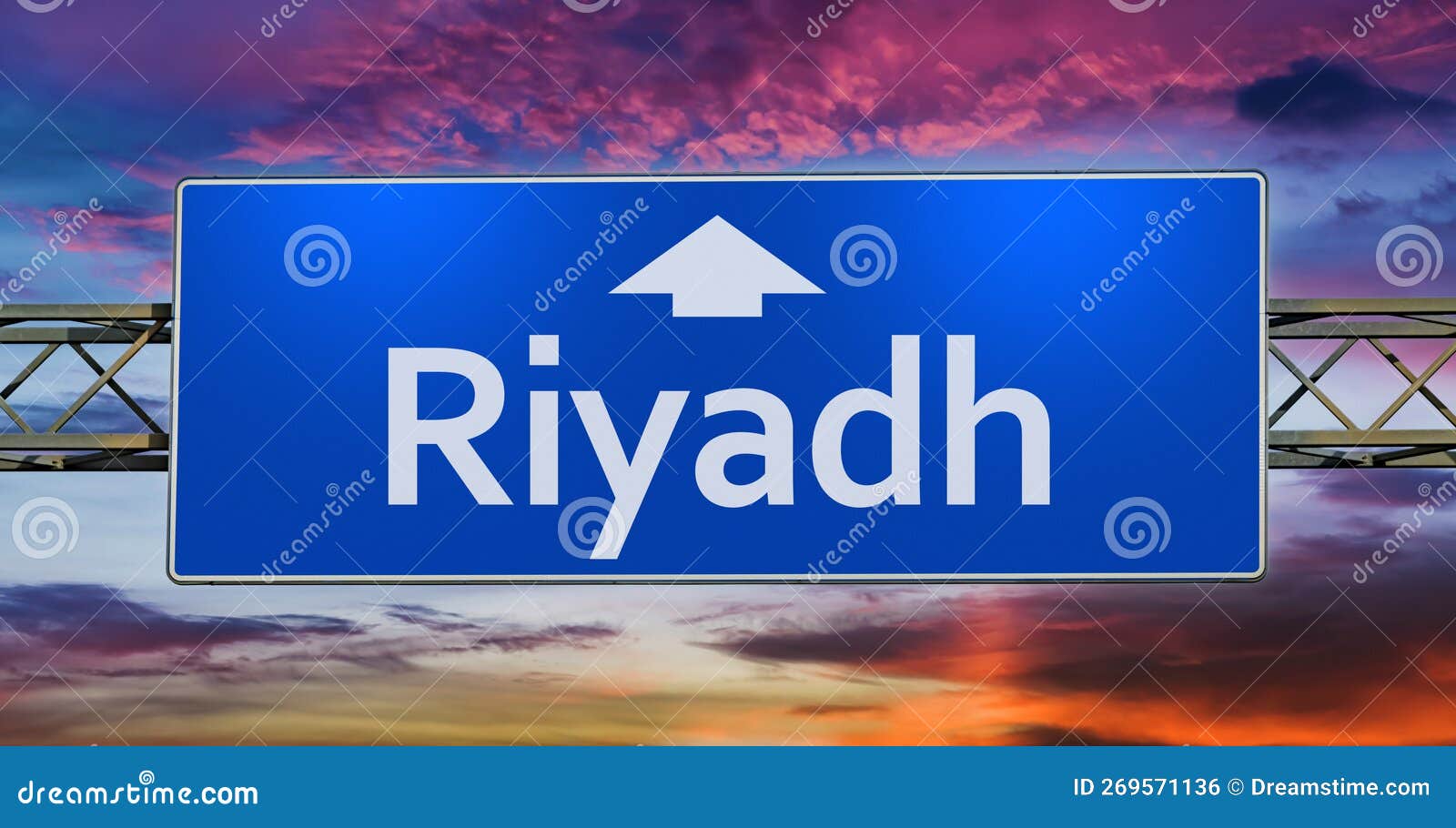 Road Sign Indicating Direction To the City of Riyadh Stock Photo ...