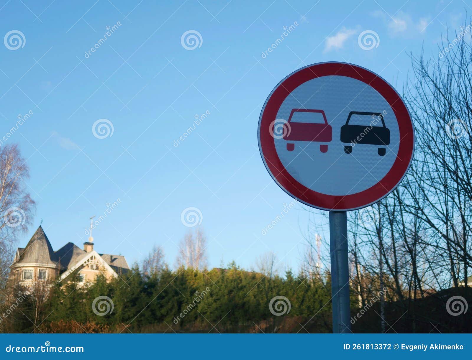 Road Sign Indicating Overtaking is Prohibited Stock Photo - Image of ...