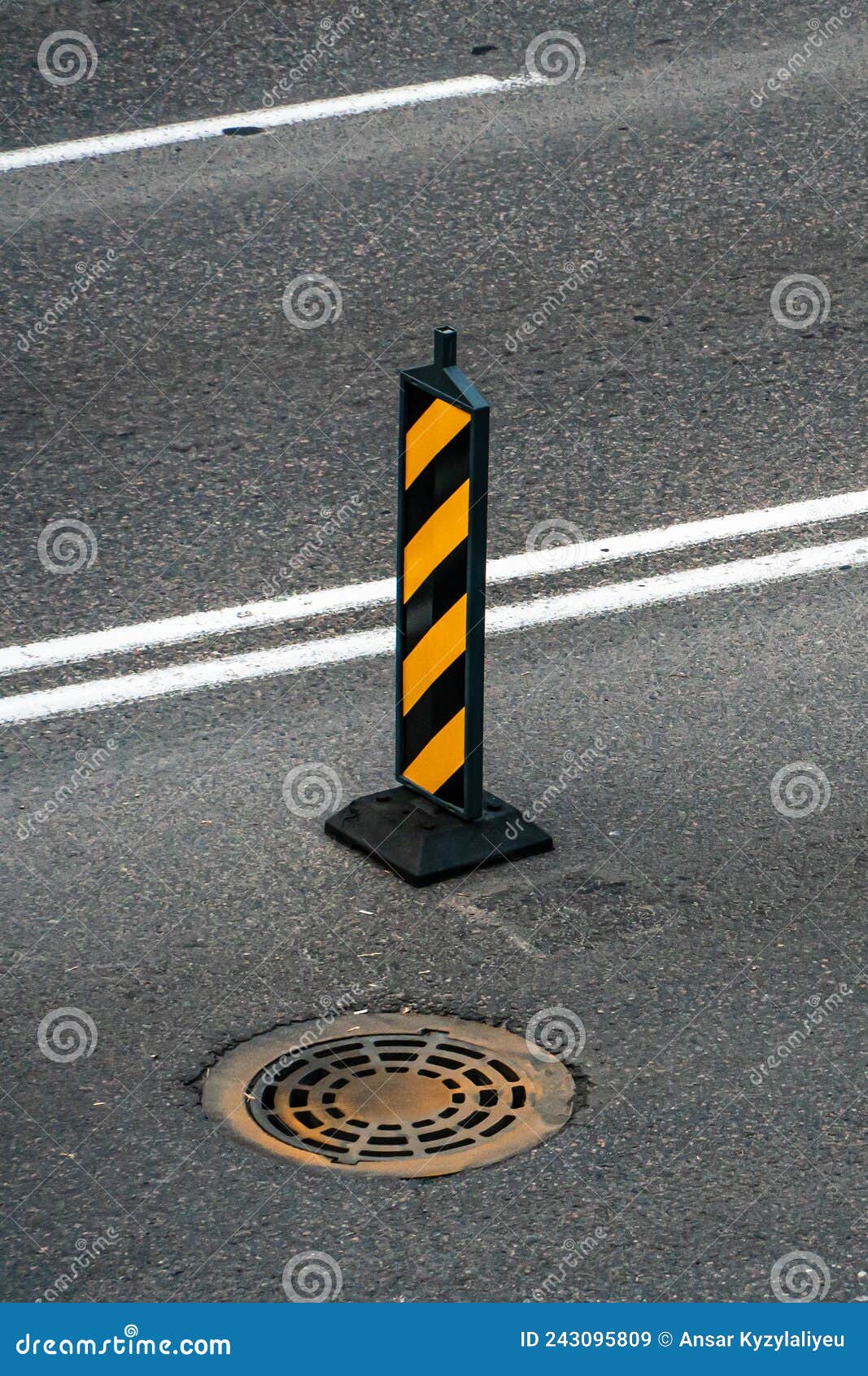 A Road Sign Indicating the Separation of Traffic Flows in Front of a ...