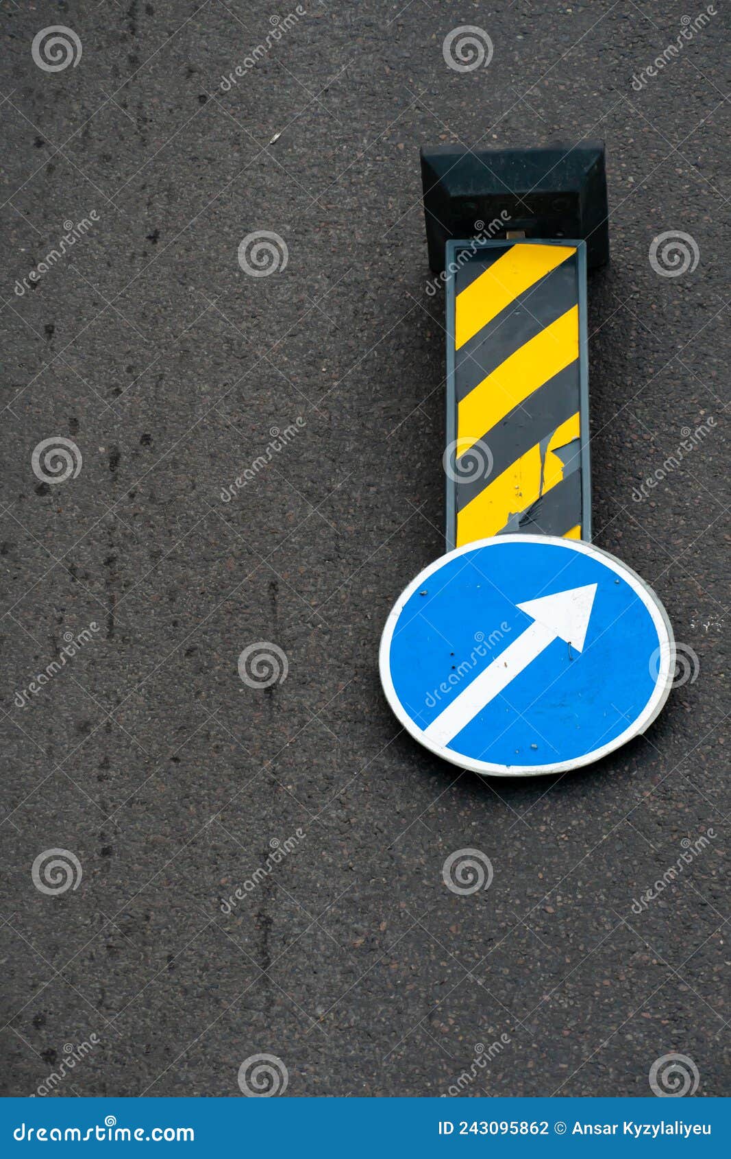 A Road Sign Indicating the Separation of Traffic Flows is Installed on ...