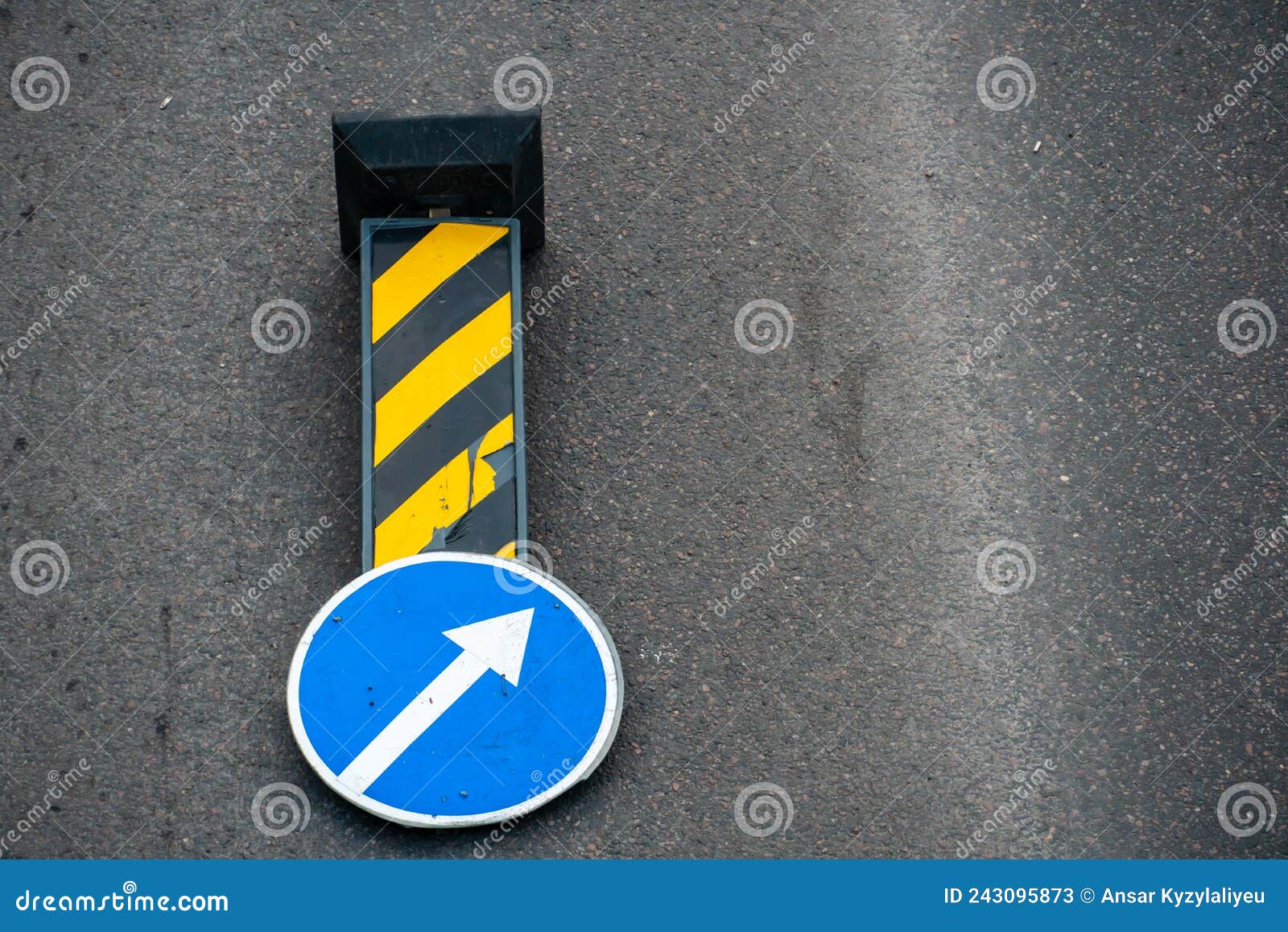 A Road Sign Indicating the Separation of Traffic Flows is Installed on ...