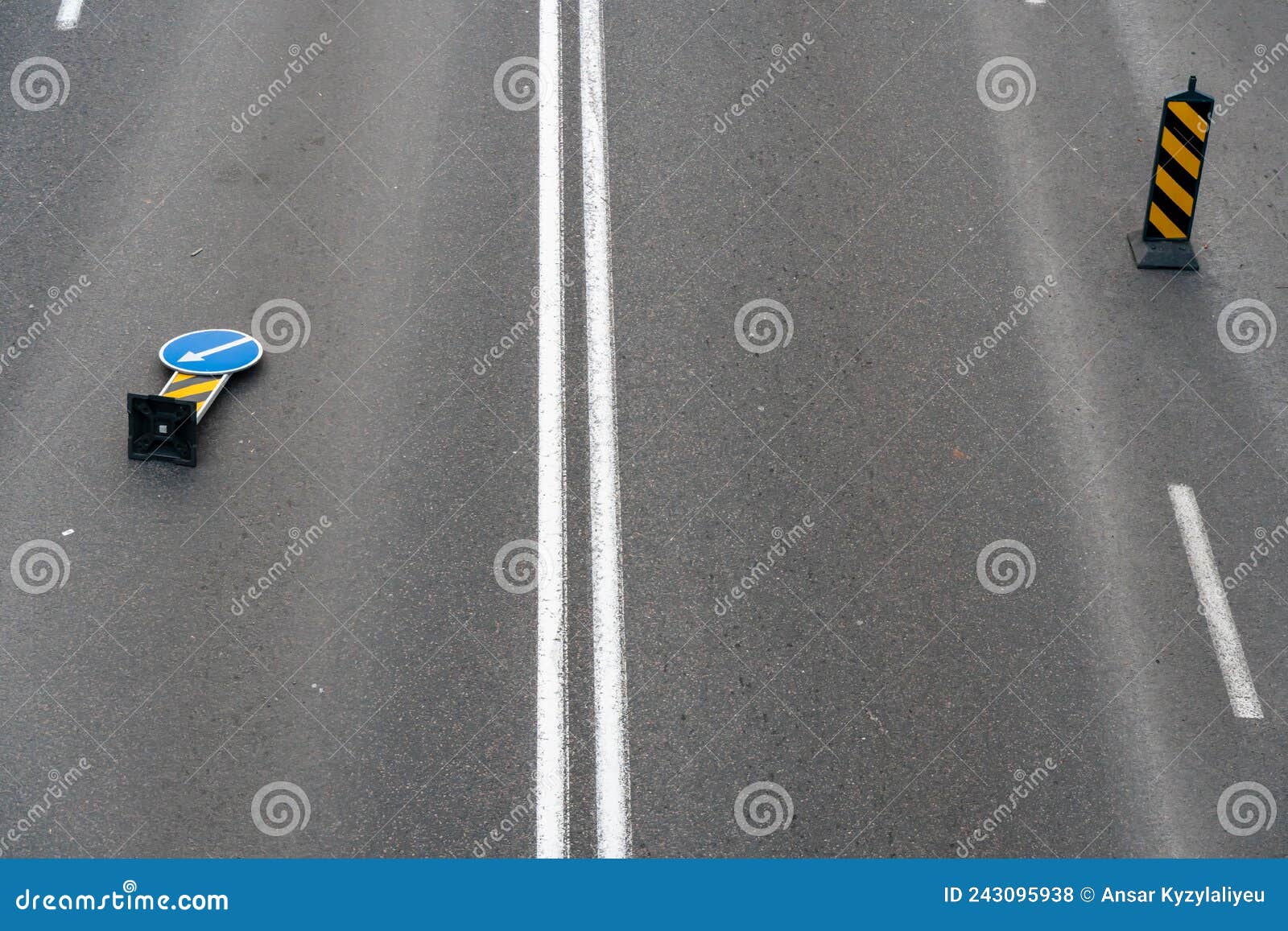 A Road Sign Indicating the Separation of Traffic Flows is Installed on ...