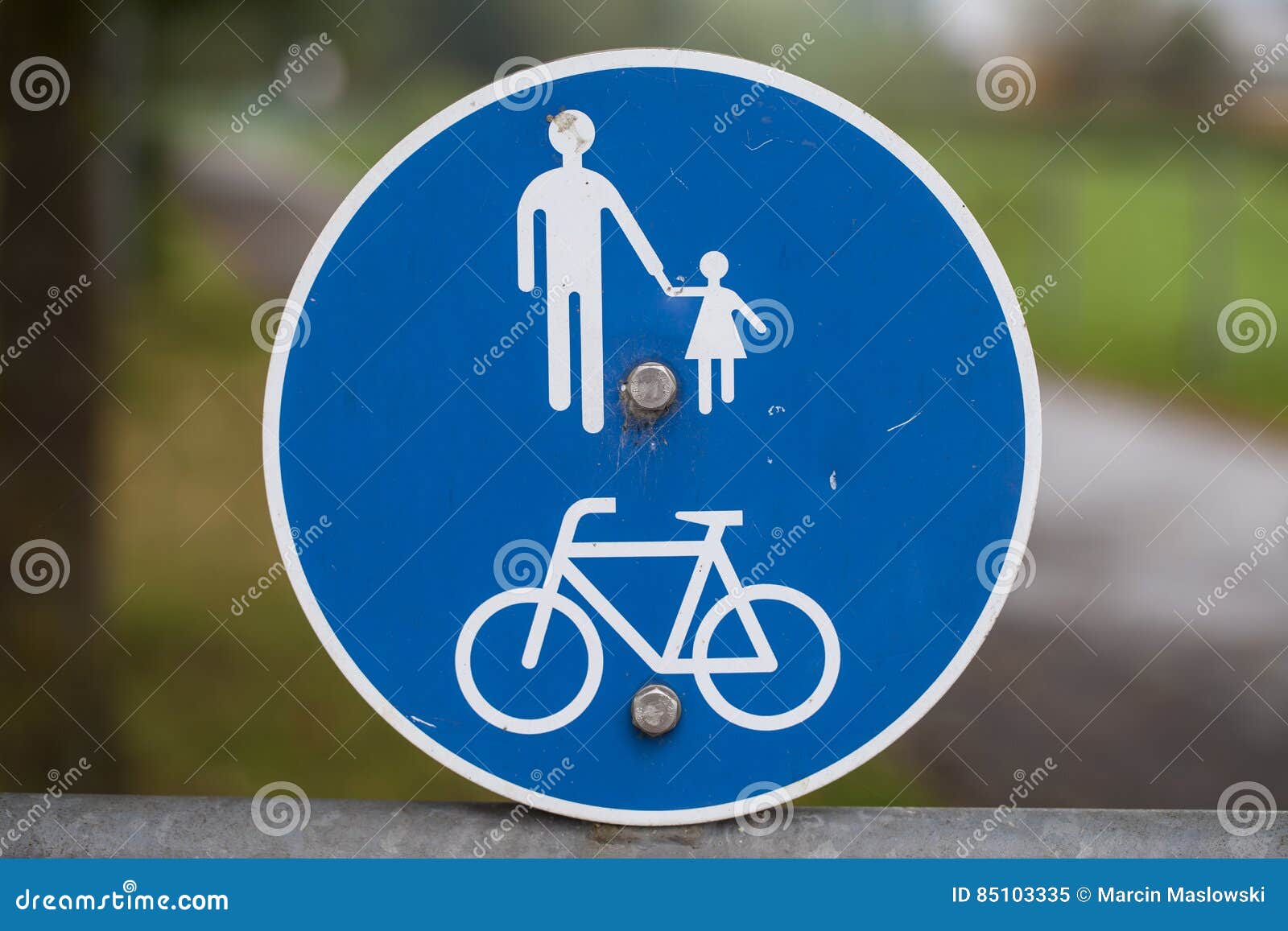 Road Sign Informing Pedestrians and Cyclists Stock Image - Image of ...