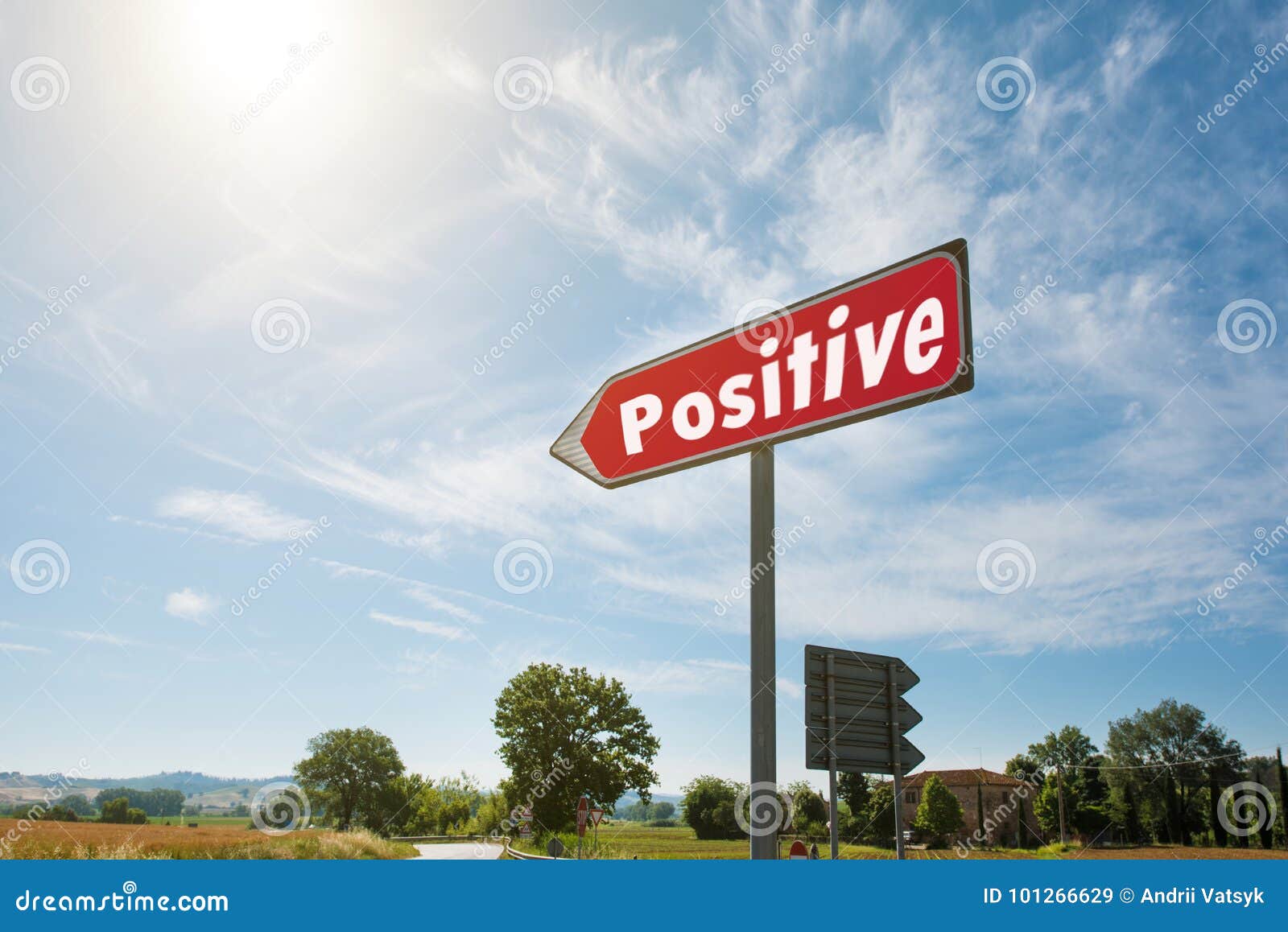 Road Sign with the Inscription Positive Stock Image - Image of movement ...