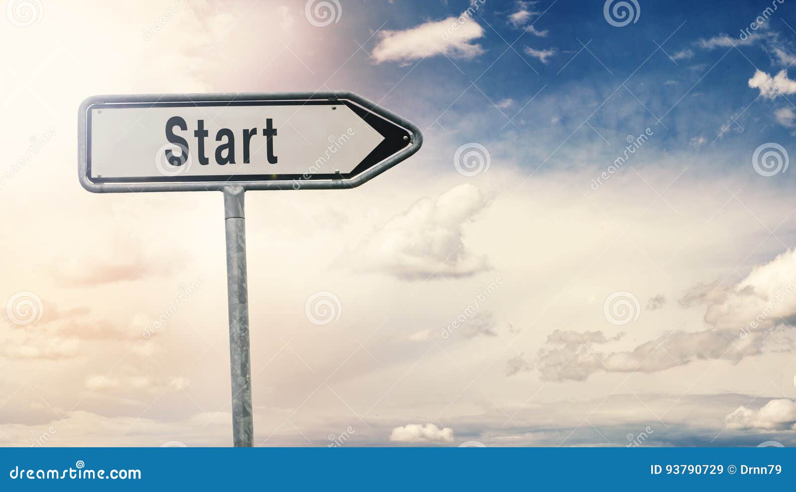 Road Sign with the Inscription Start Stock Image - Image of clouds ...