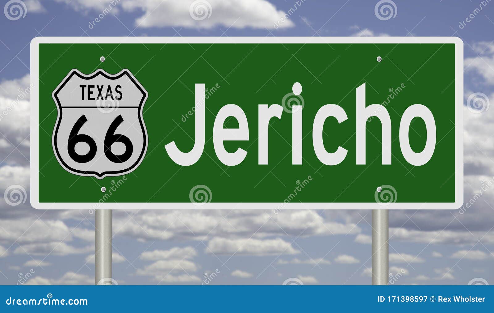 Road Sign for Jericho Texas on Route 66 Stock Illustration ...