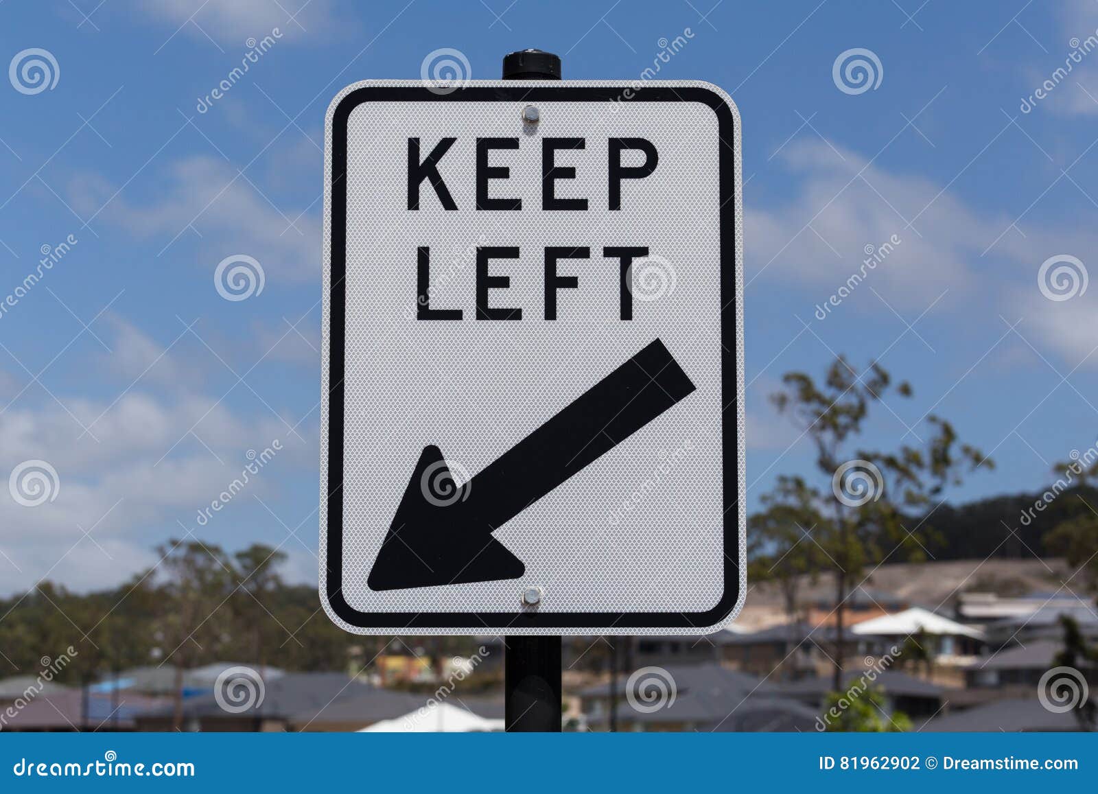 -Keep Left By The Arrow Red Circle Traffic Road Sign,Vector ...