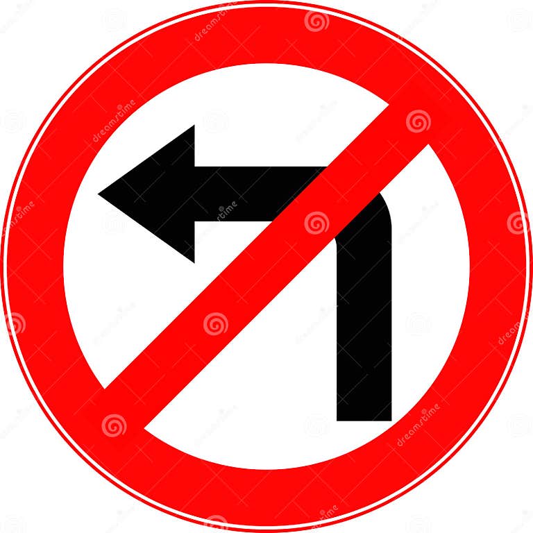 Road Sign Left Turn is Prohibited. Vector Image Stock Vector ...