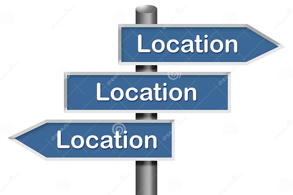 Road Sign with Location Word Stock Illustration - Illustration of line ...