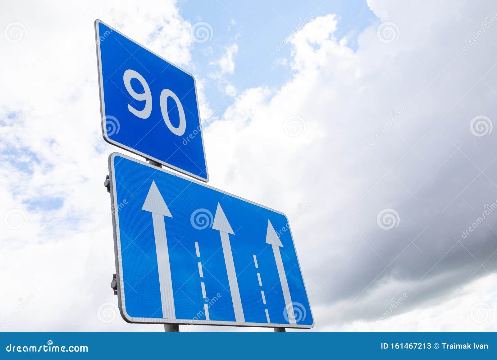 Road Sign Low Speed Limitation 90 Km Per Hour with Traffic Direction ...