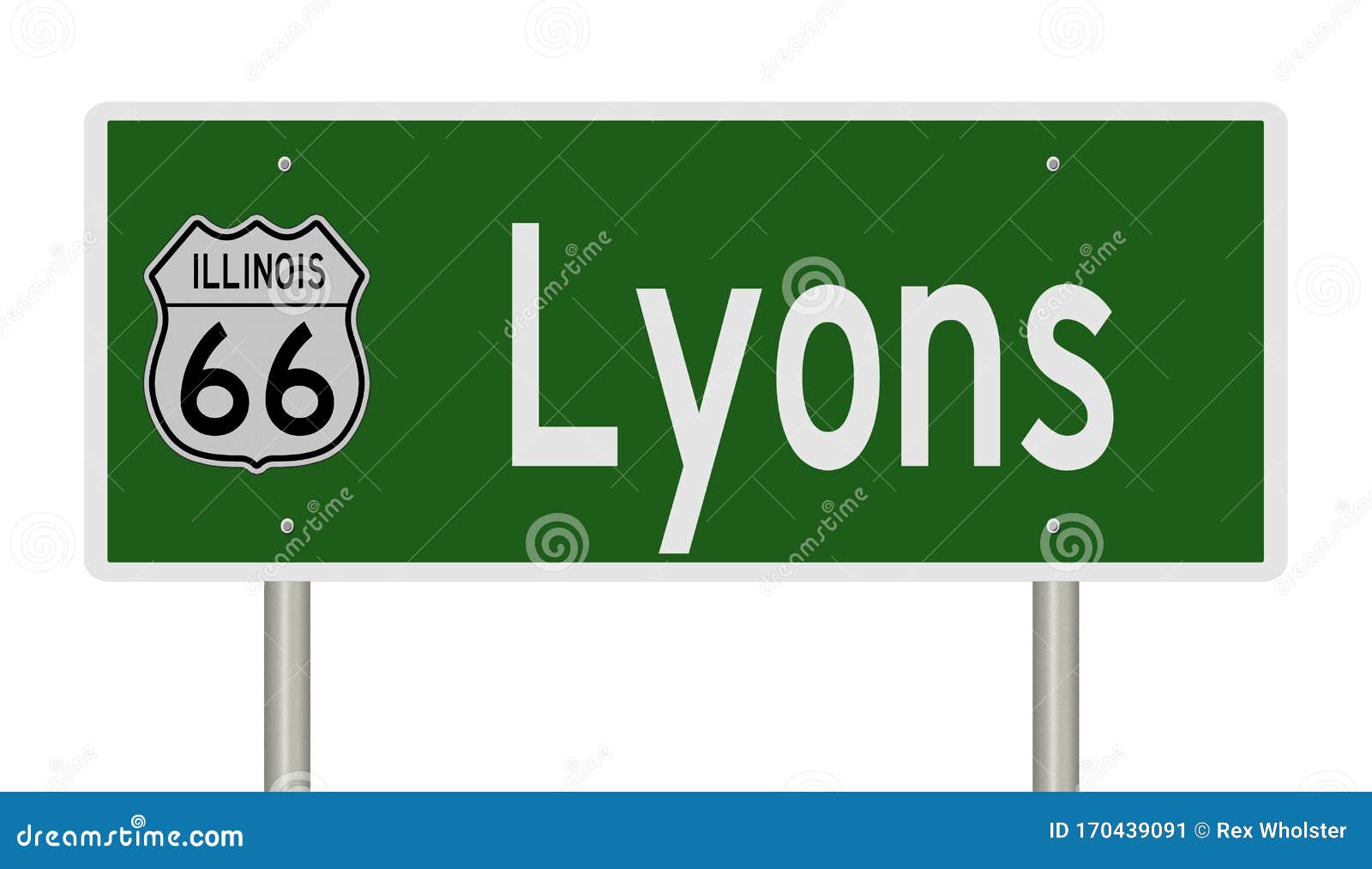 Road Sign for Lyons Illinois on Route 66 Stock Illustration ...