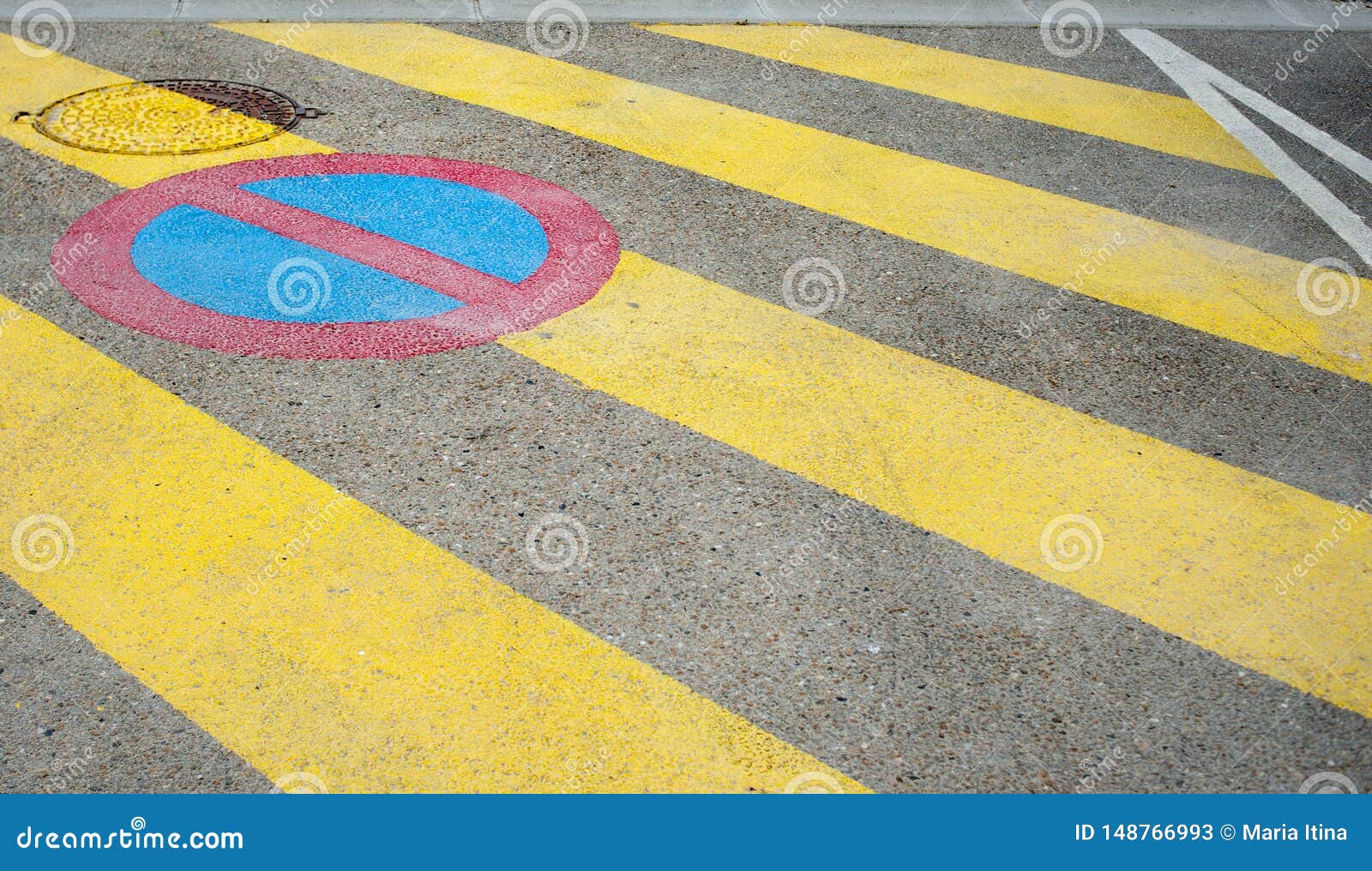 Road Sign on a Road Marking Stock Image - Image of transportation, road ...
