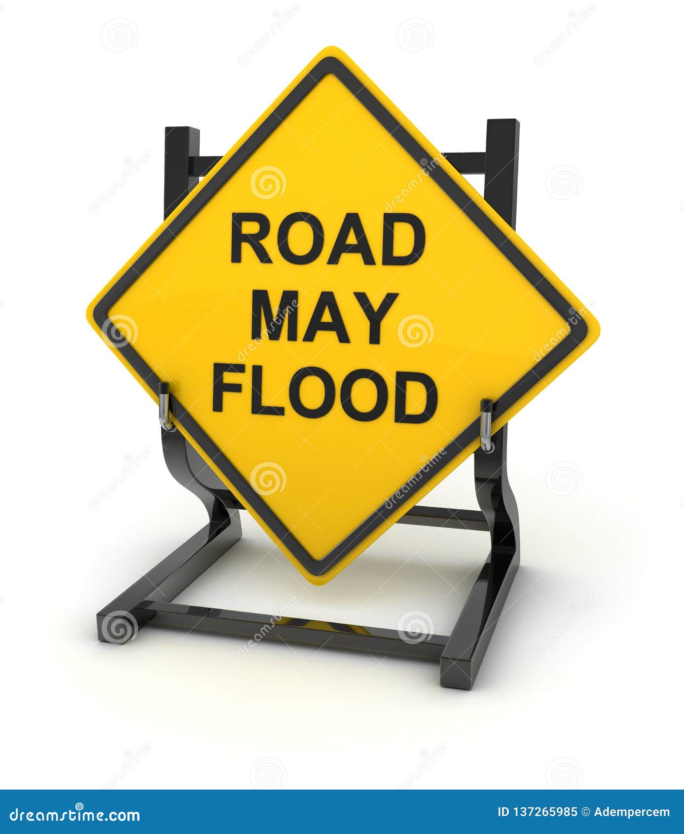 Road sign - road may flood stock illustration. Illustration of caution ...