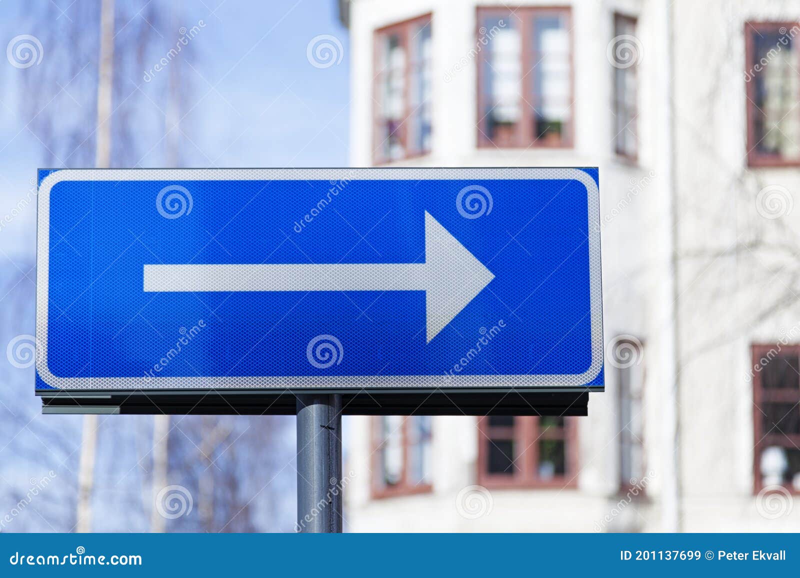 Road Sign Meaning One-way Direction Stock Image - Image of right ...