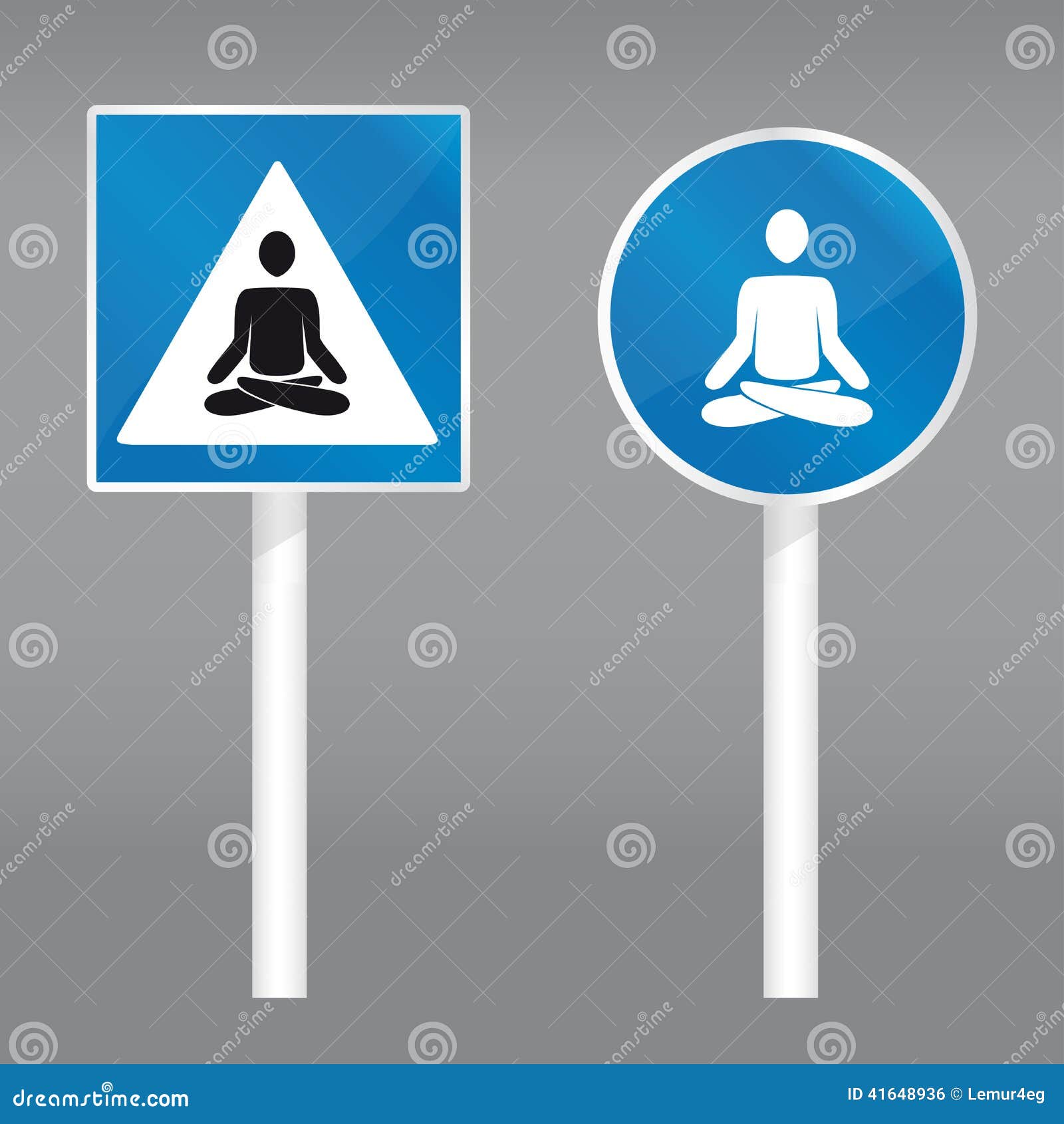 Road Sign with Meditating Person Stock Vector - Illustration of ...