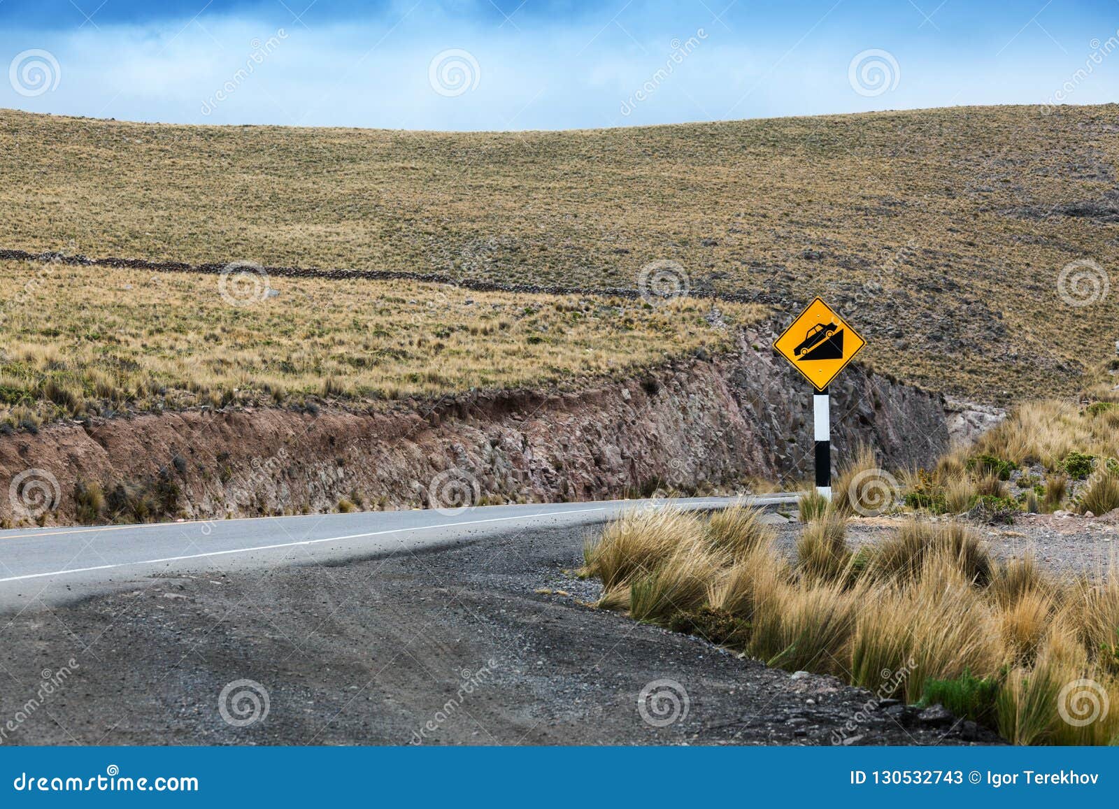 Road Sign on Mountain Highway Stock Image - Image of safety, sign ...