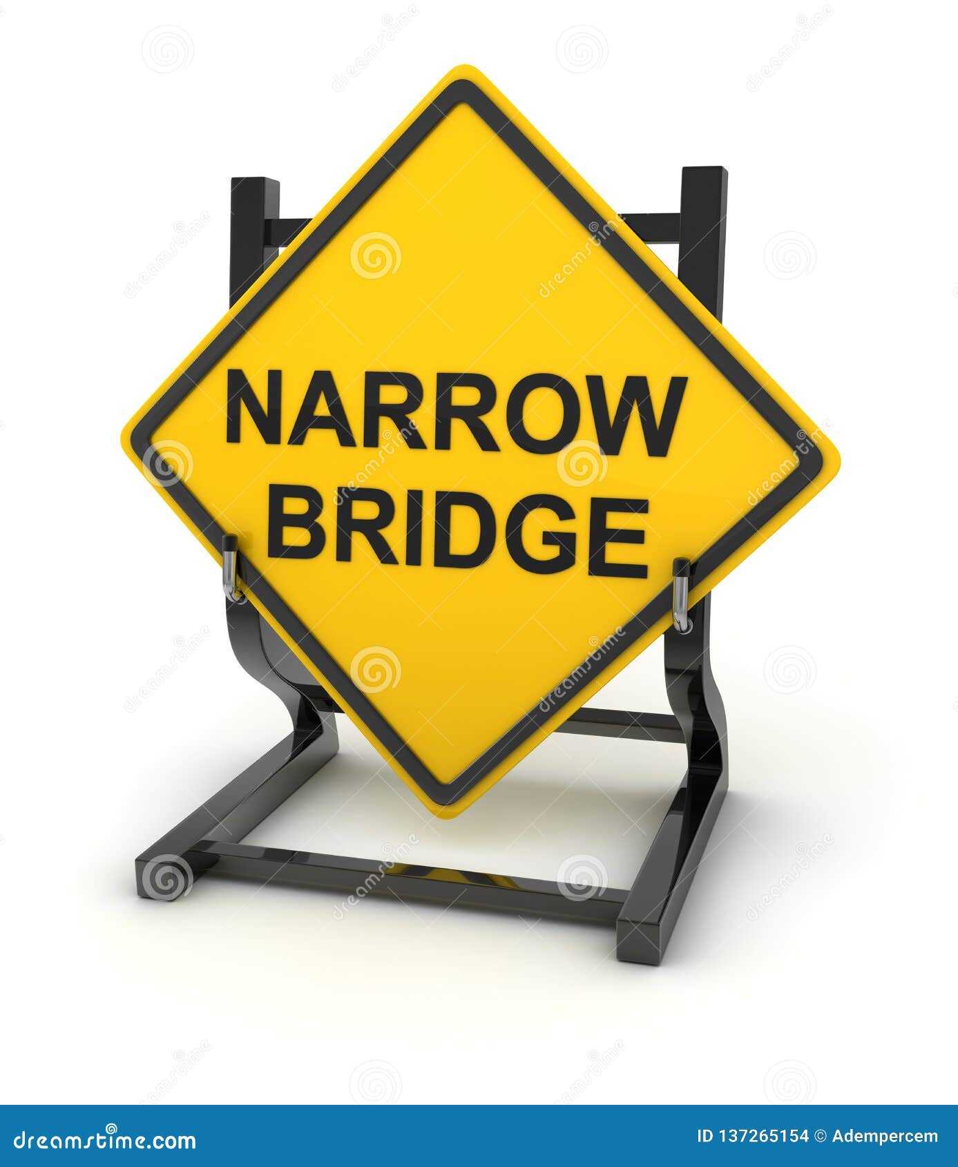 Road sign - narrow bridge stock illustration. Illustration of attention ...