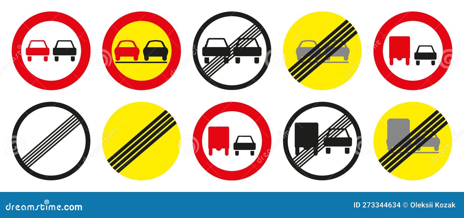 Road Sign No Overtaking. Vector Graphics Stock Vector - Illustration of ...