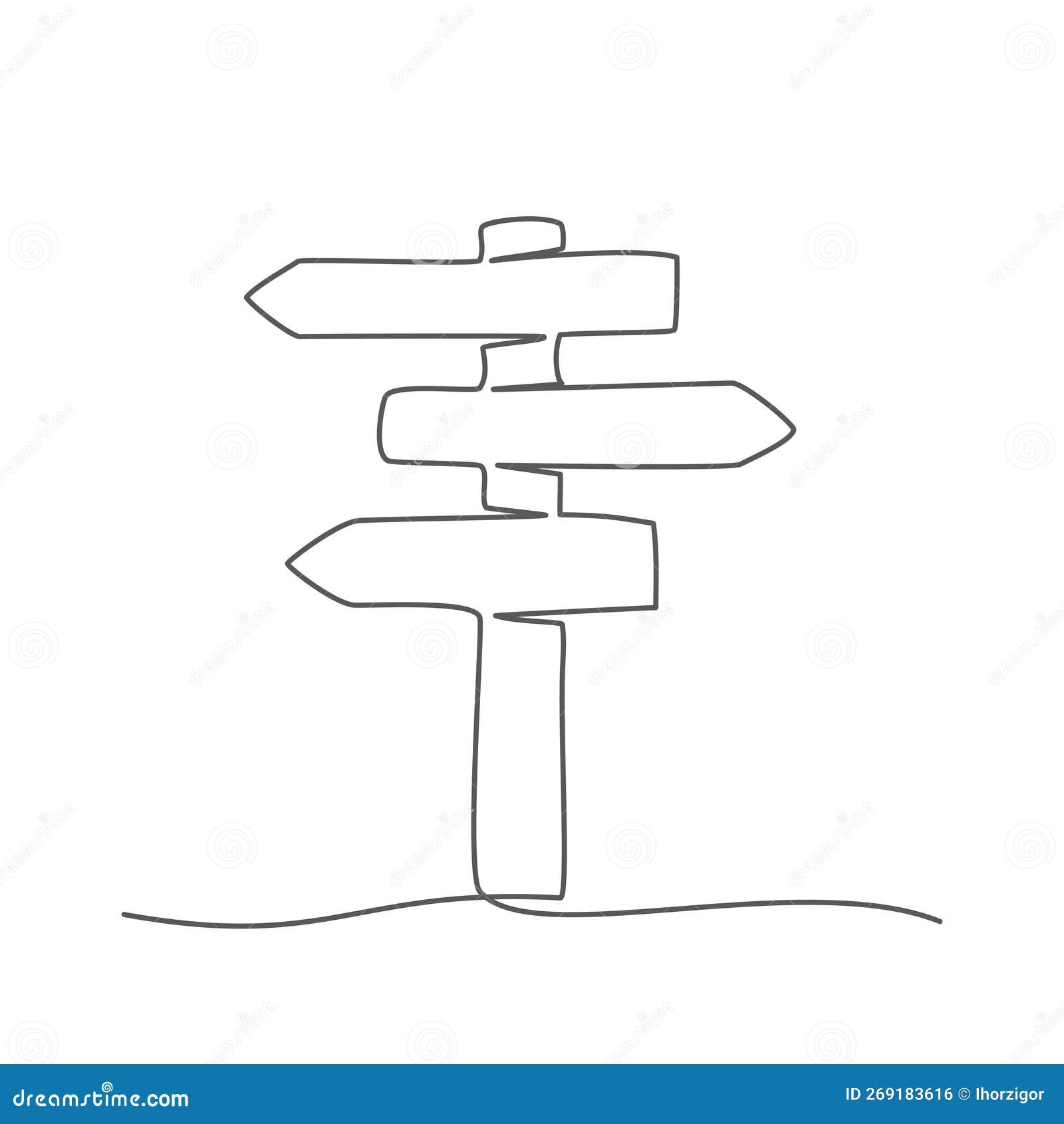 Road Sign One Line Drawing on White Background Stock Vector ...