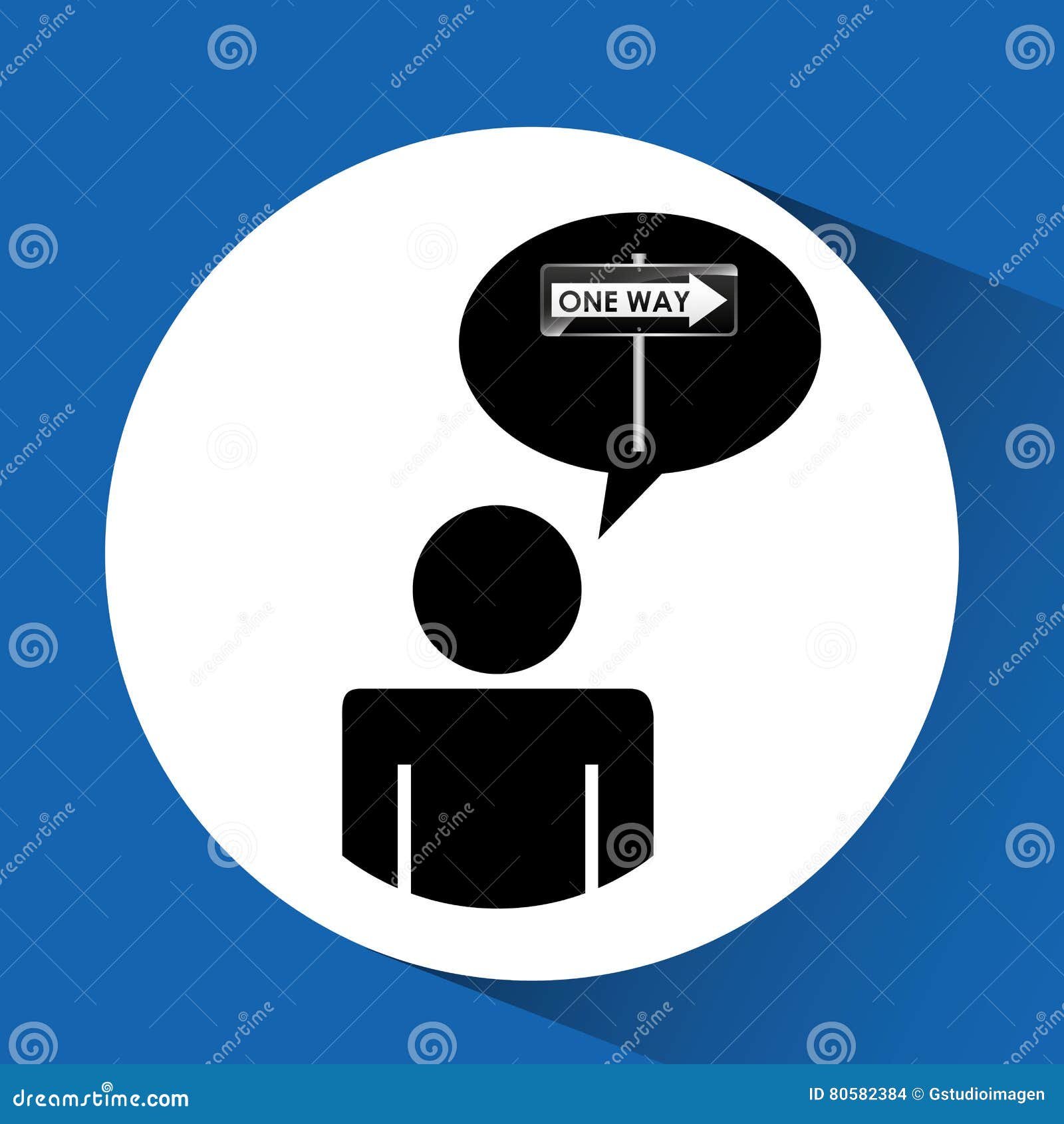 Road Sign One Way Silhouette Man Stock Vector - Illustration of ...