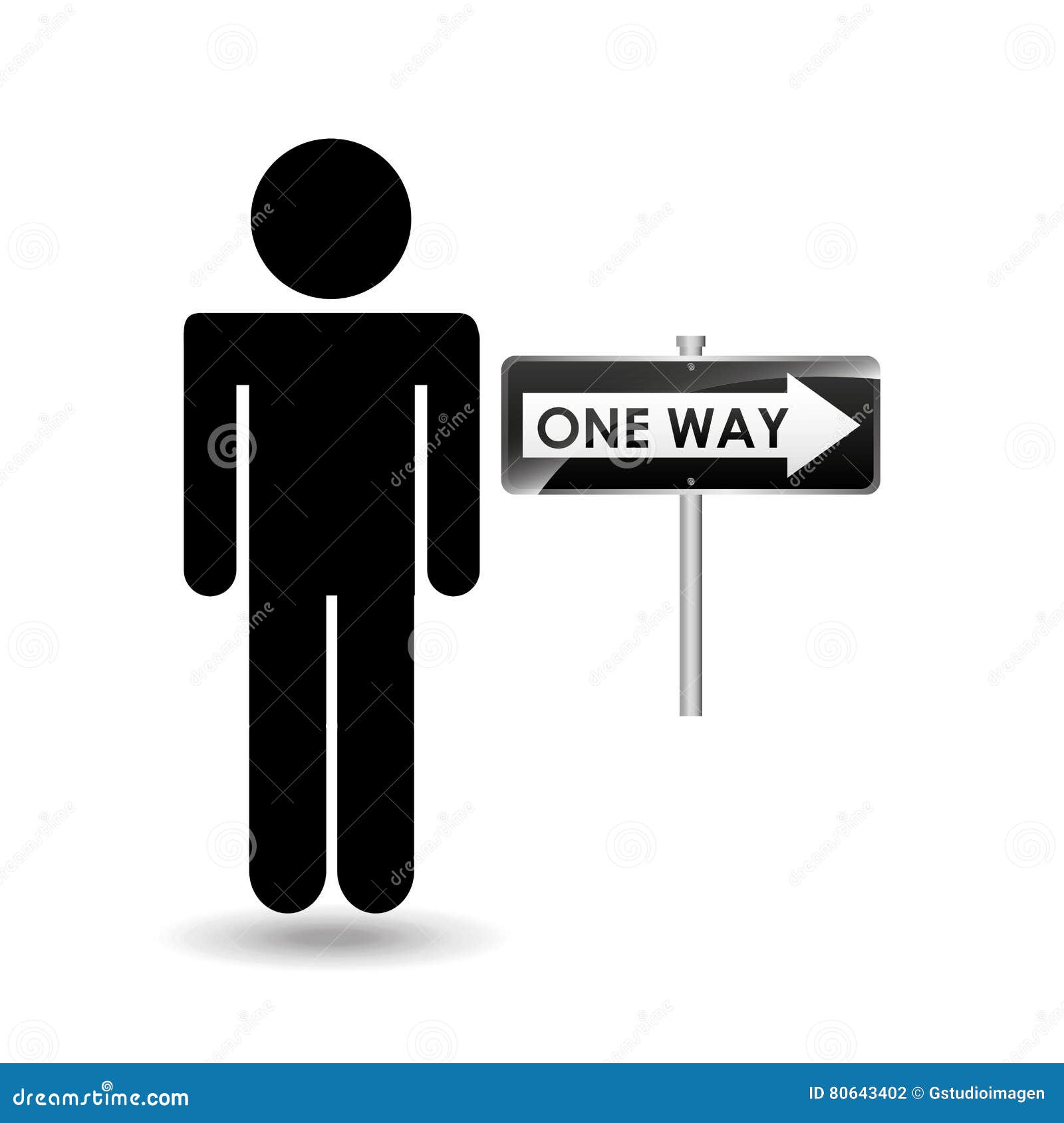 Road Sign One Way Silhouette Man Stock Vector - Illustration of dirty ...