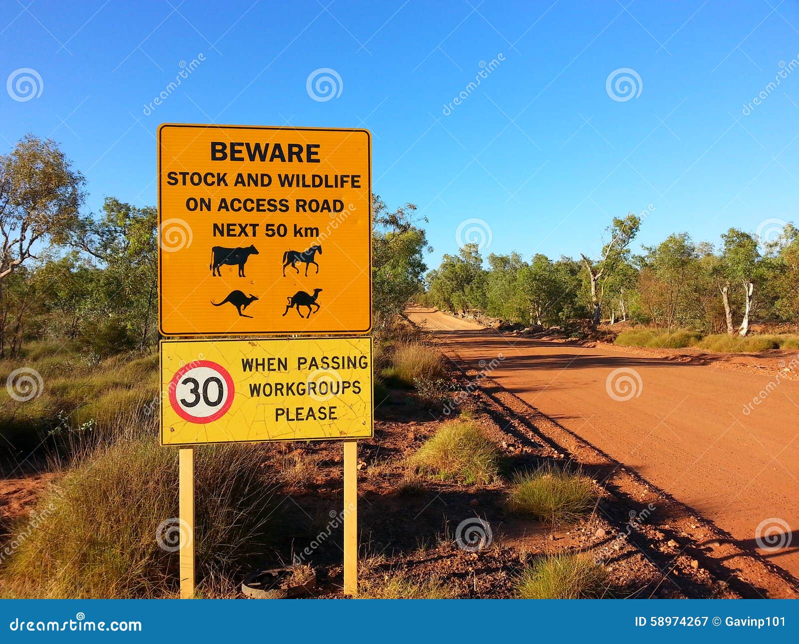 Road Sign in Outback Australia Beware Caution Stock Image - Image of ...