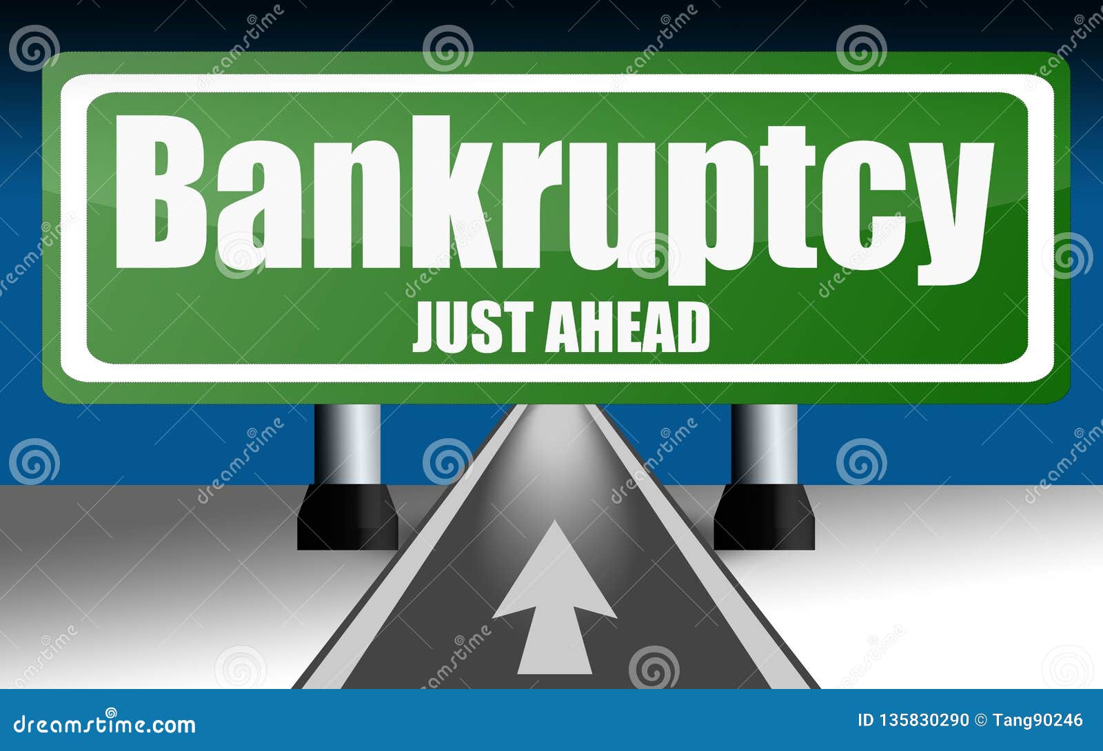 Road Sign Over the Road with Bankruptcy Word Stock Illustration ...