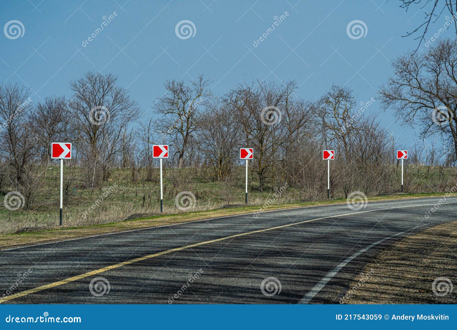 Road Sign Overtaking is Prohibited. Road Sign Dangerous Turn Stock ...