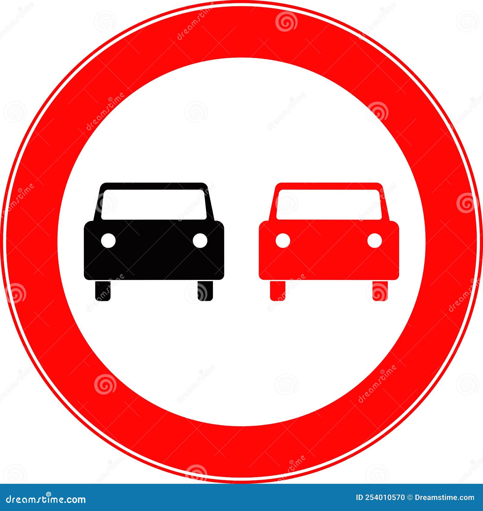 Overtaking Prohibited Sign Isolated On White - Road Safety - Depasirea ...