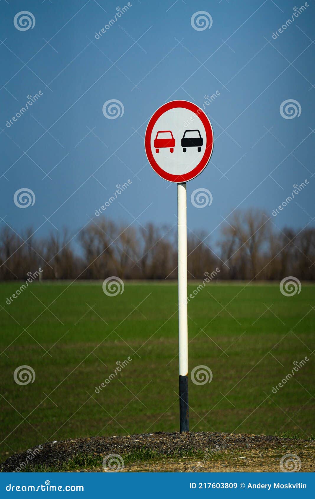 Road Sign Overtaking is Prohibited Stock Image - Image of road ...
