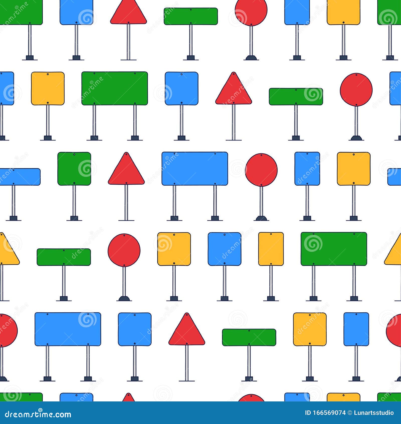 Road Sign Pattern, Cartoon Style. Road Sign Pattern Stock Vector ...