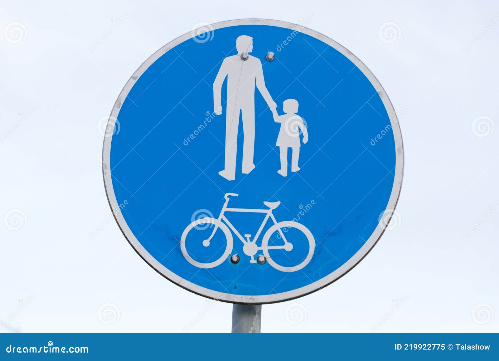 Road Sign Pedestrian and Bicycle Zone Stock Image - Image of area ...