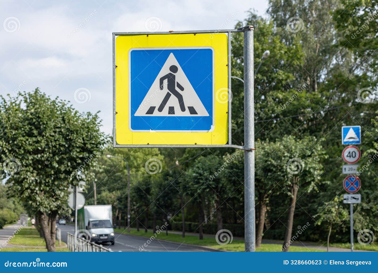 Road Sign Pedestrian Crossing, Safe Crossing of Traffic Stock Image ...