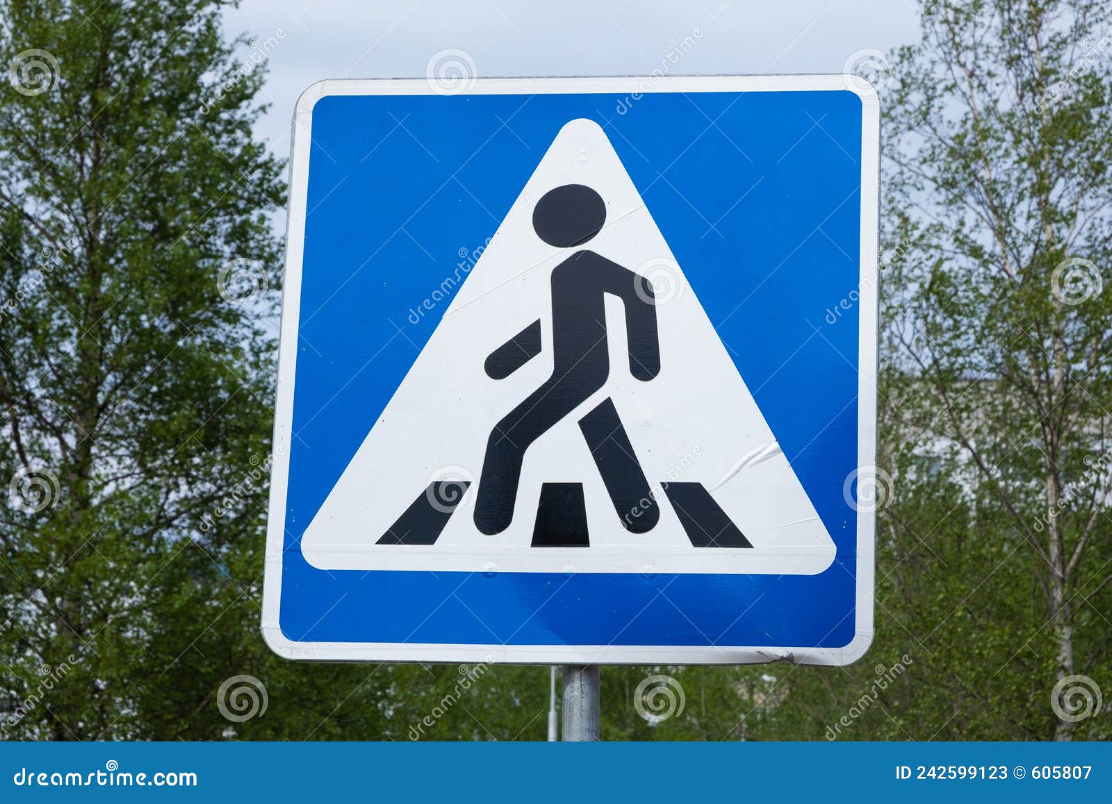 Road Sign Pedestrian Crossing. Zebra Crossing, Pedestrian Cross Warning ...
