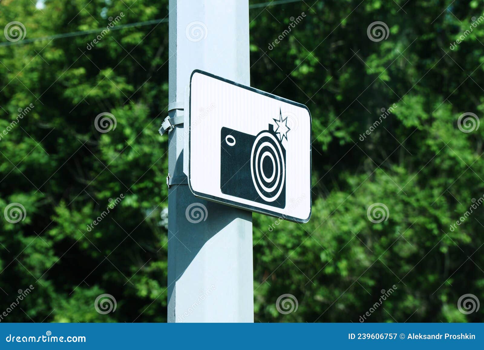 Road Sign Photo and Video Fixation on a Pole by Road Stock Image ...