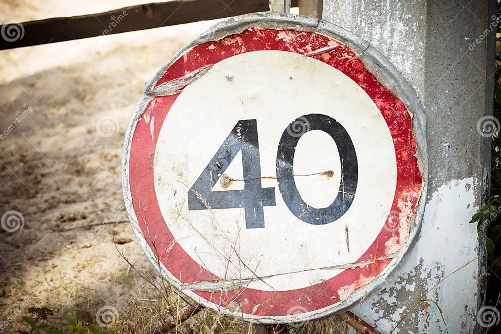 Road Sign on a Pillar, Warning Sign Stock Photo - Image of site ...