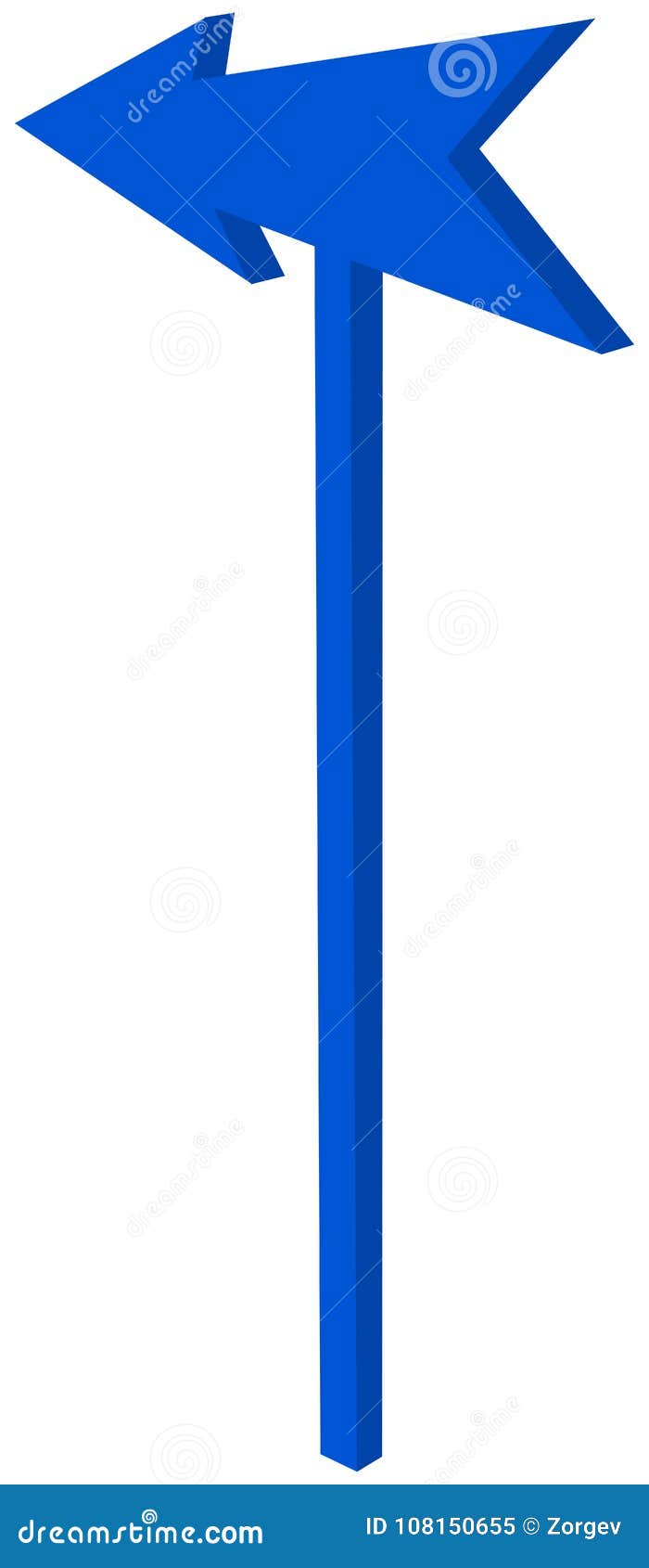 Road Sign with Pointed Blue Arrowhead - 3D Illustration Stock ...