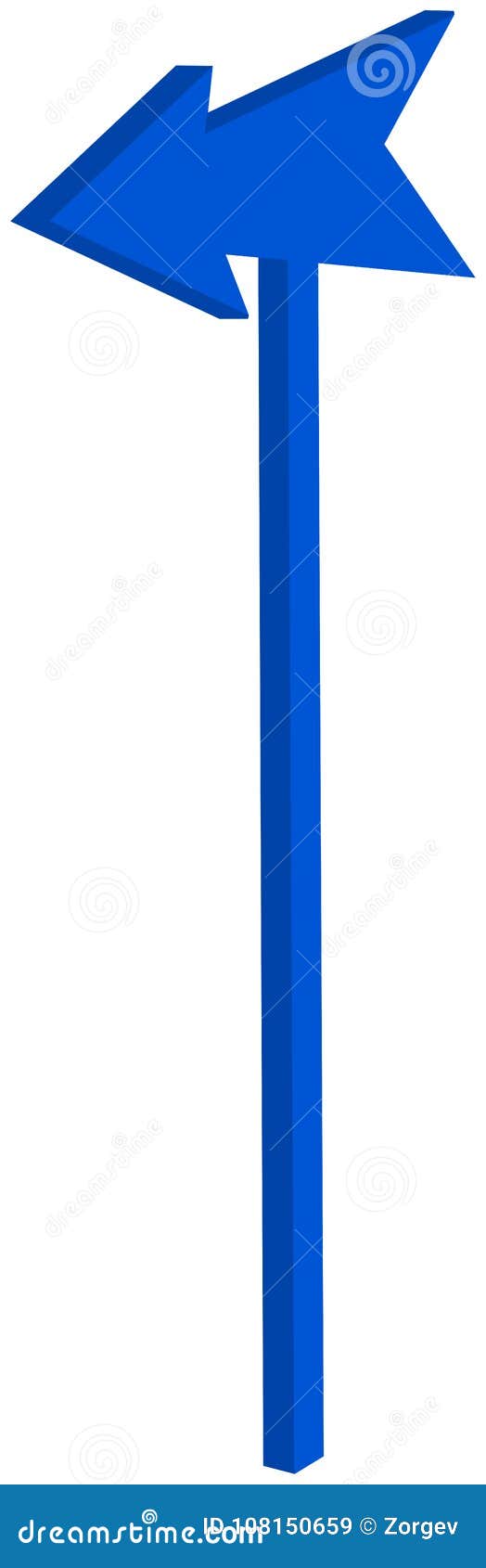 Road Sign with Pointed Blue Arrowhead - 3D Illustration Stock ...