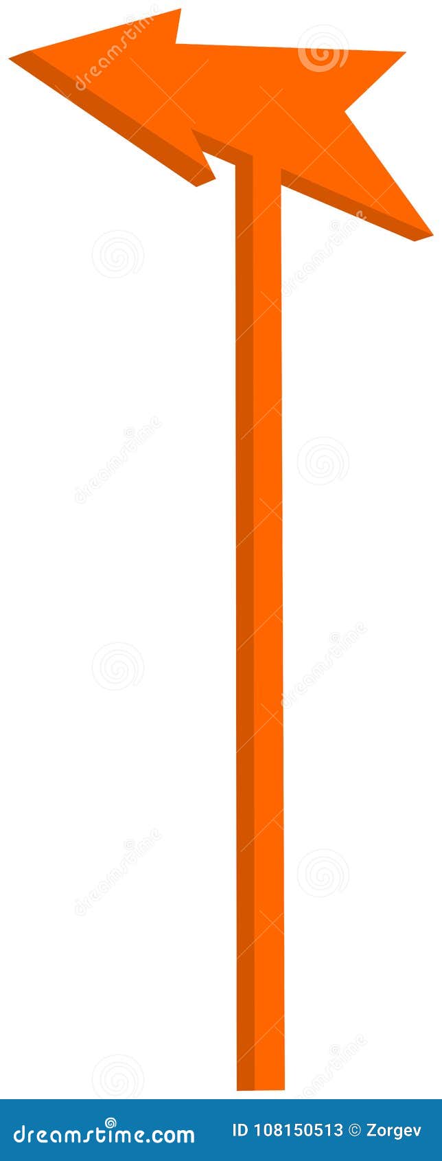 Road Sign with Pointed Orange Arrowhead - 3D Illustration Stock ...